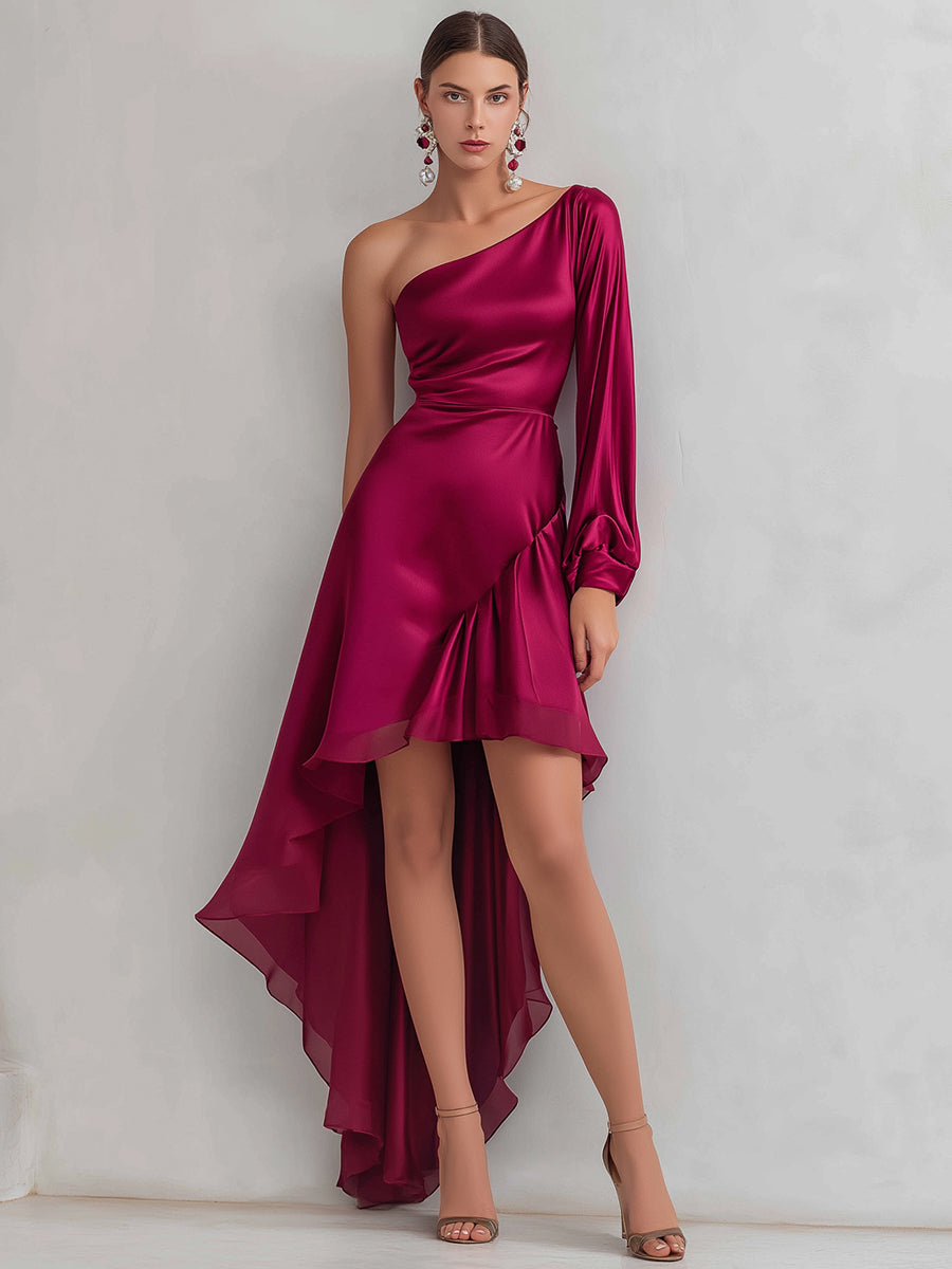 Crovaya Scarlet Cascade High-Low Gown